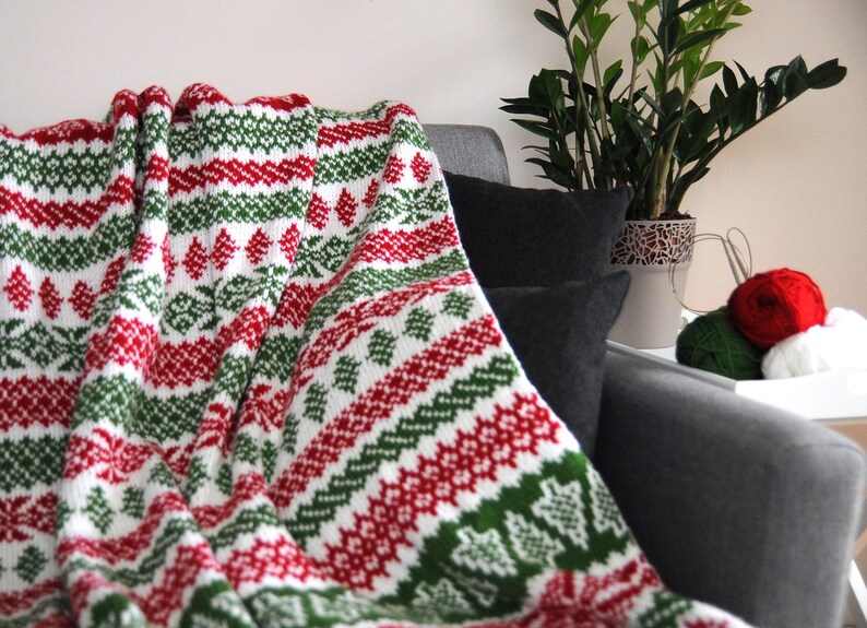 PATTERN Christmas Blanket Knitting Double Knitting Fair Isle - Etsy UK