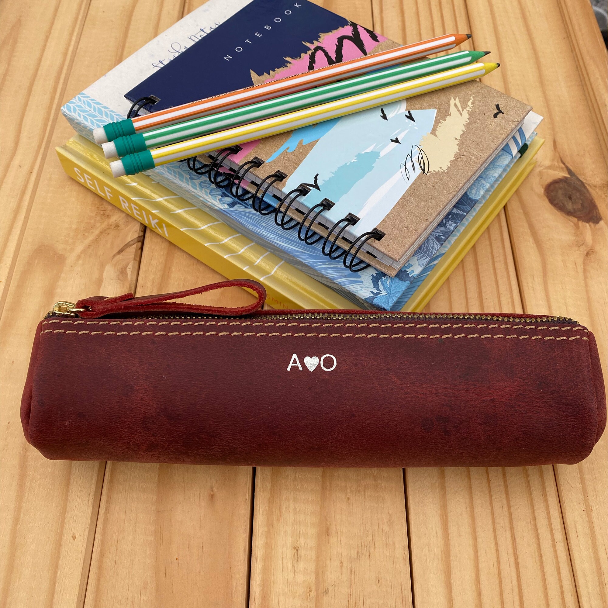Personalised Leather Pencil Case Personalised Zipper Pouch - Etsy UK
