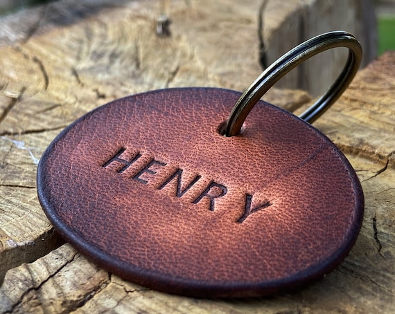 Leather Pet Name Tag Emboss Pet Name Tag Pet Collar Tag | Etsy