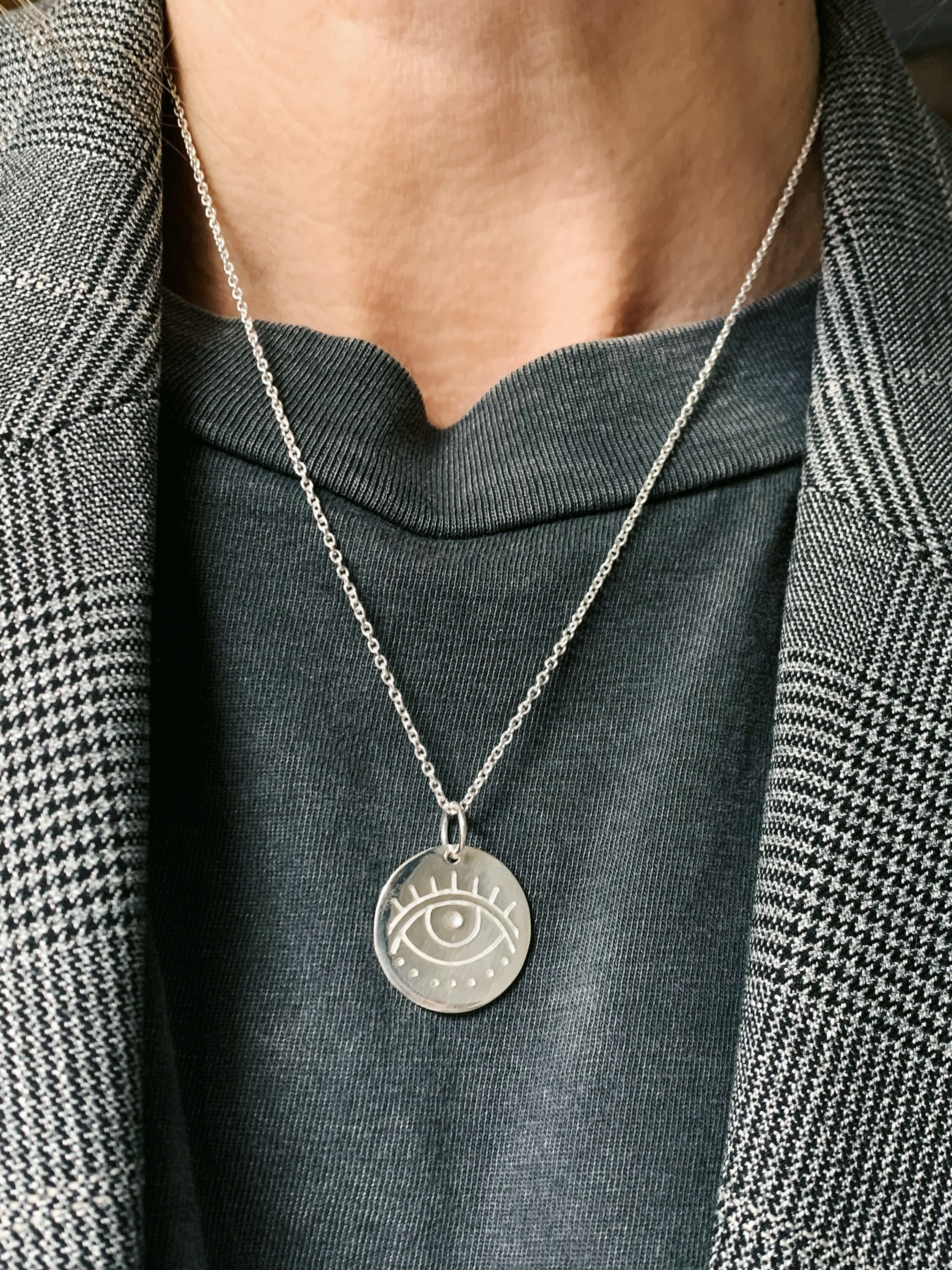 Sterling silver eye medallion necklace 18 | Etsy