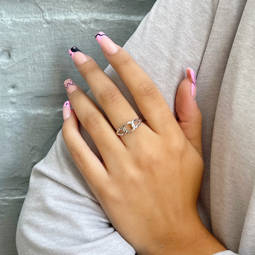 Sterling Three Link Chain Ring - Etsy