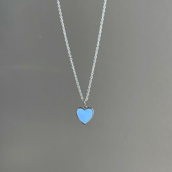 Blue Heart Necklace - Etsy