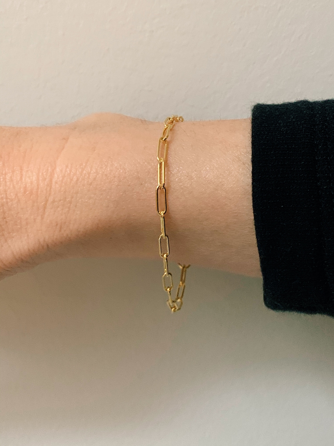 Gold filled paper clip chain bracelet | Etsy