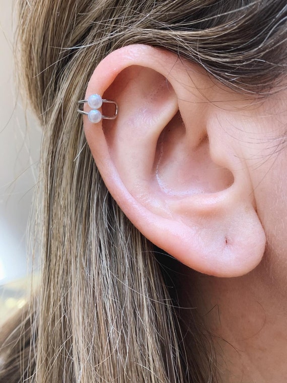 Sterling Pearl Ear Cuff - Etsy