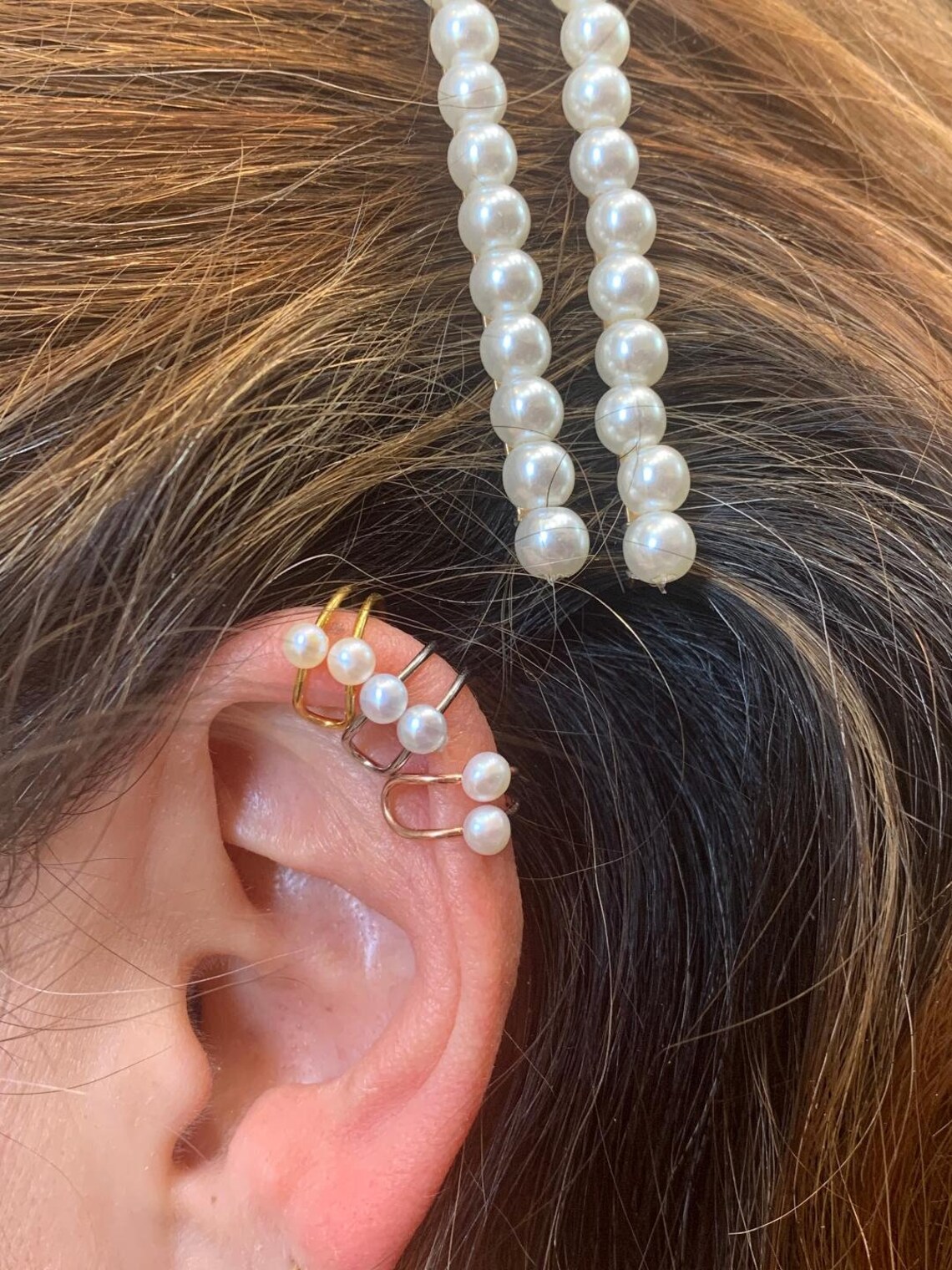 Sterling Pearl Ear Cuff - Etsy