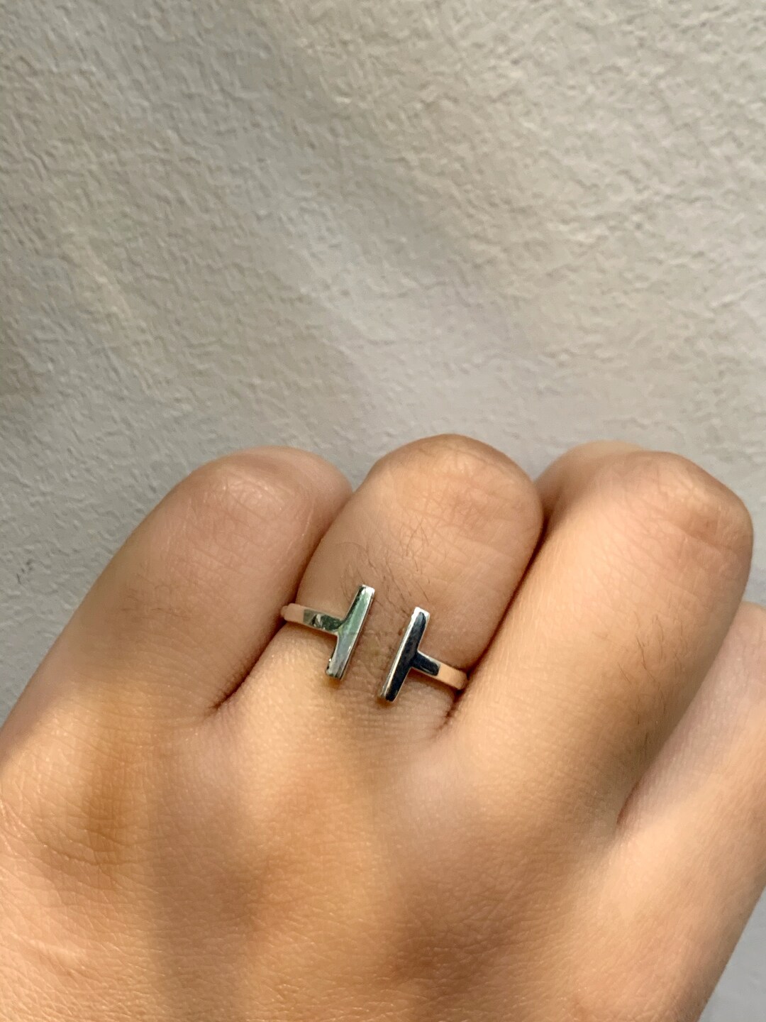 Sterling Silver Double Bar Ring - Etsy
