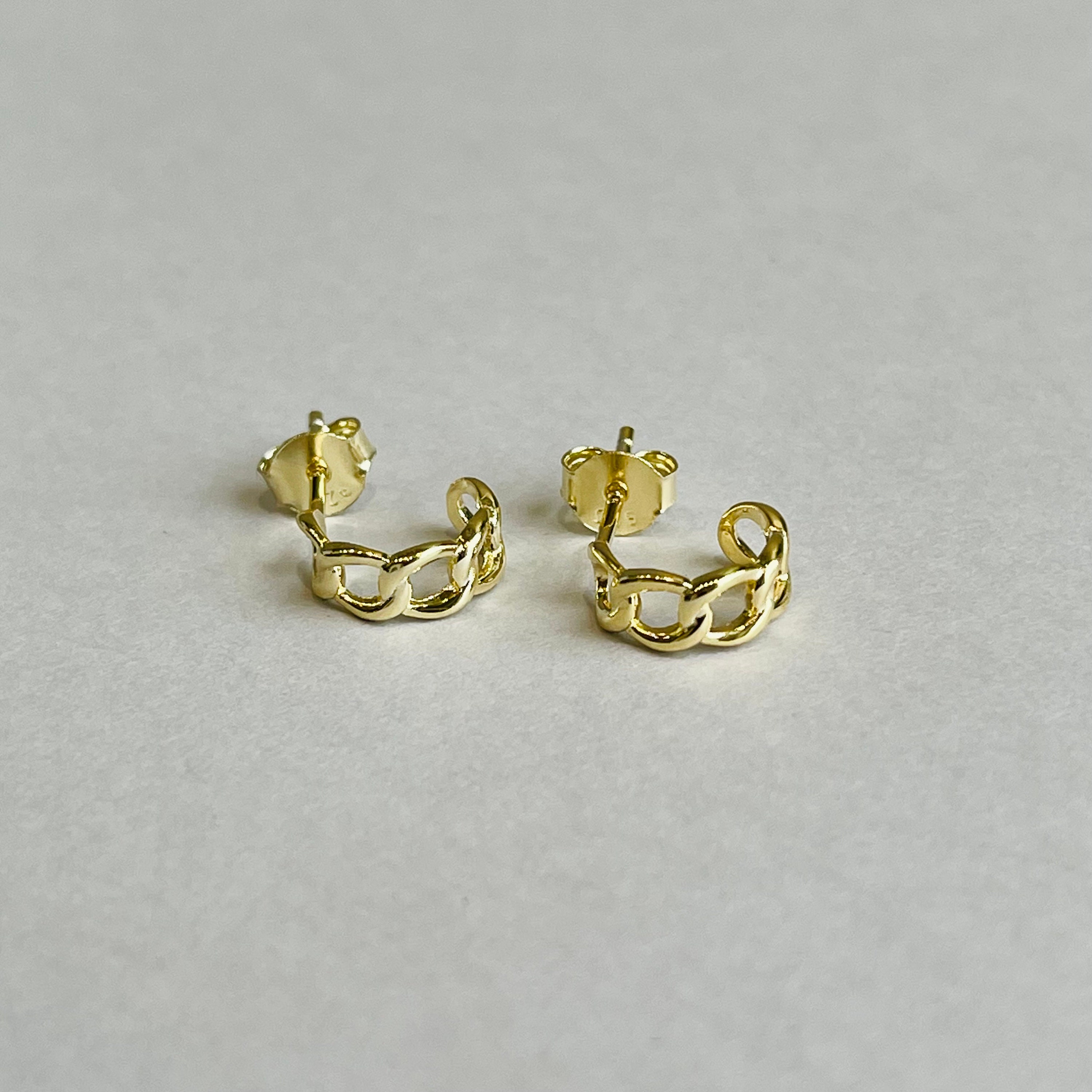 Vermeil Chain Post Hoops - Etsy