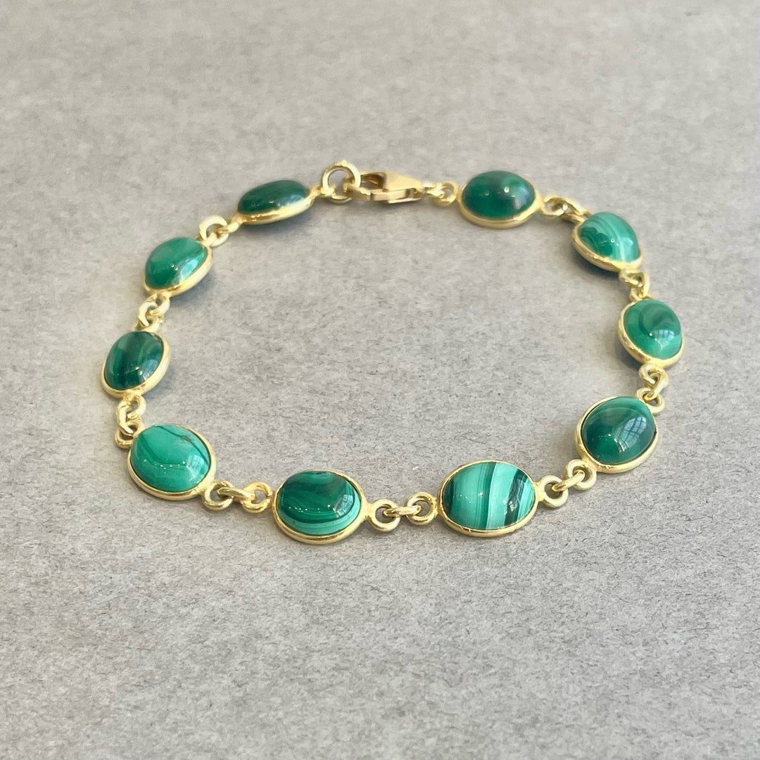 Sterling Vermeil Malachite Bracelet - Etsy