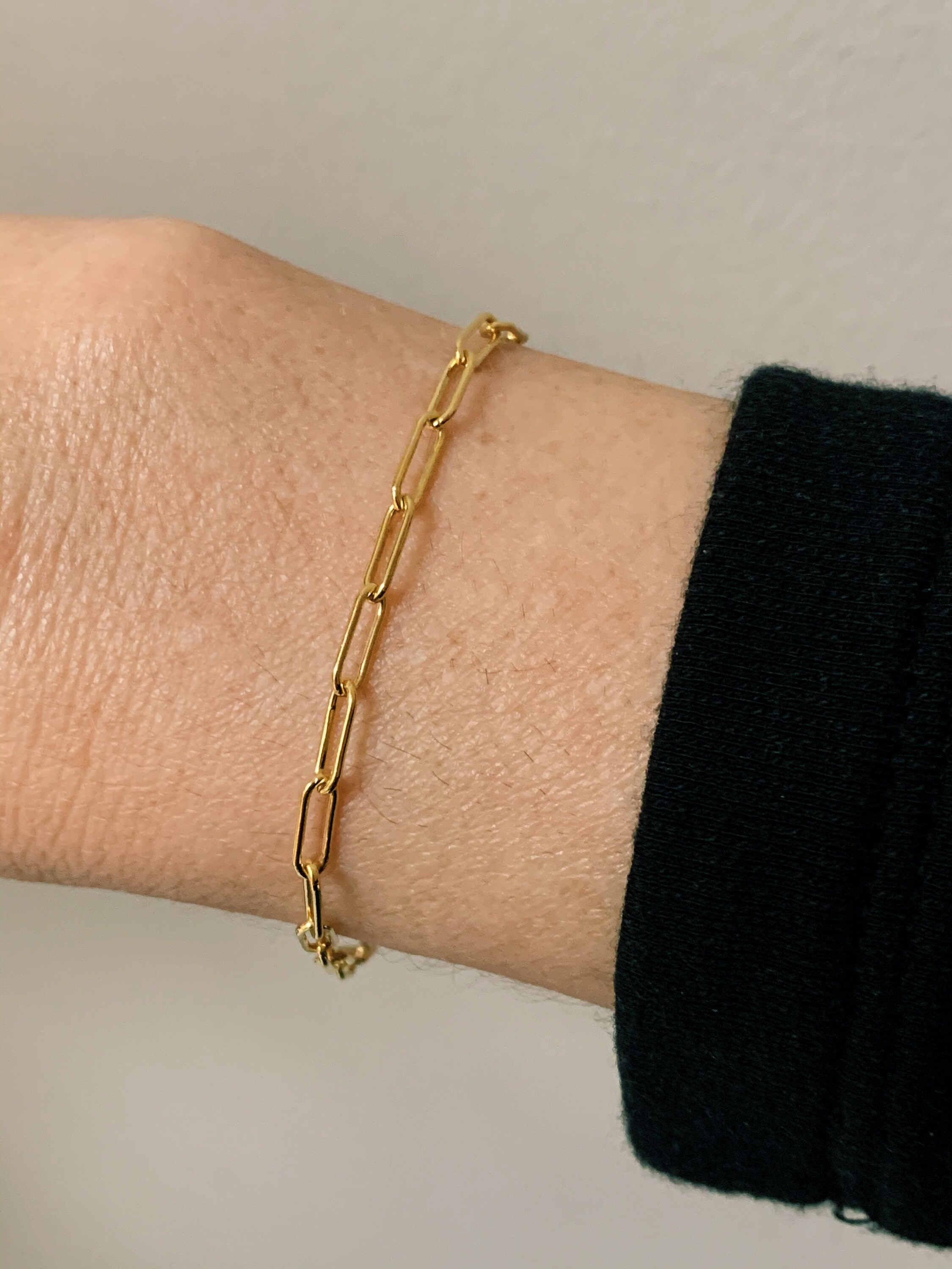 Gold filled paper clip chain bracelet | Etsy