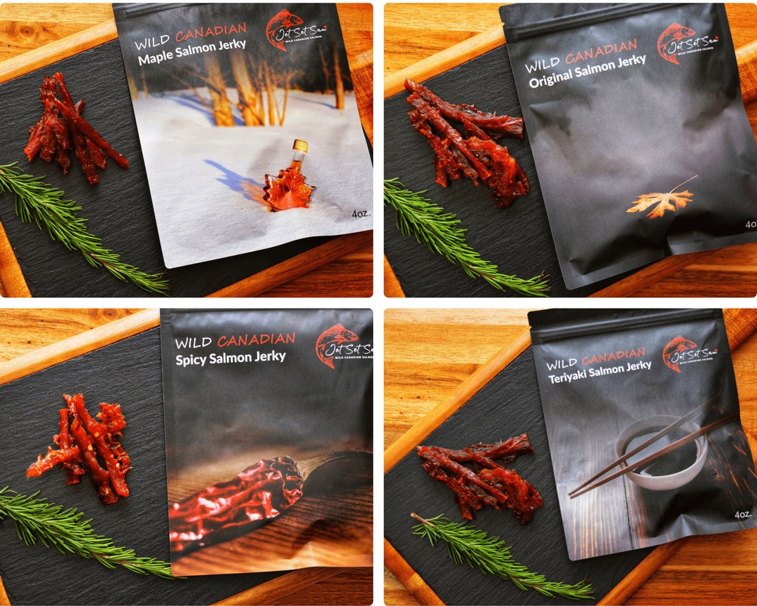 Wild Smoked Salmon Jerky Made in Canada Variety Gift Pack | 8 Packages ...