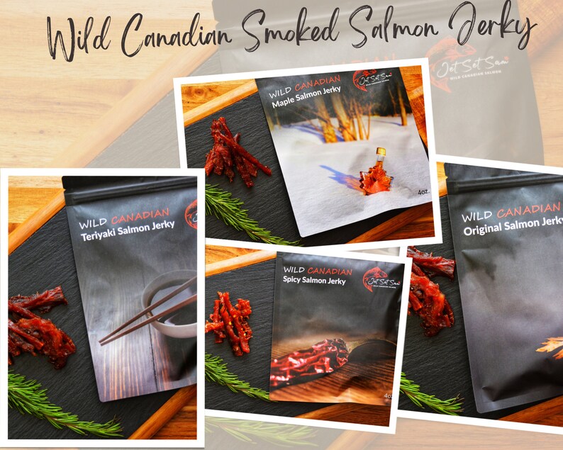 Wild Smoked Salmon Jerky Made in Canada Variety Gift Pack 8 - Etsy