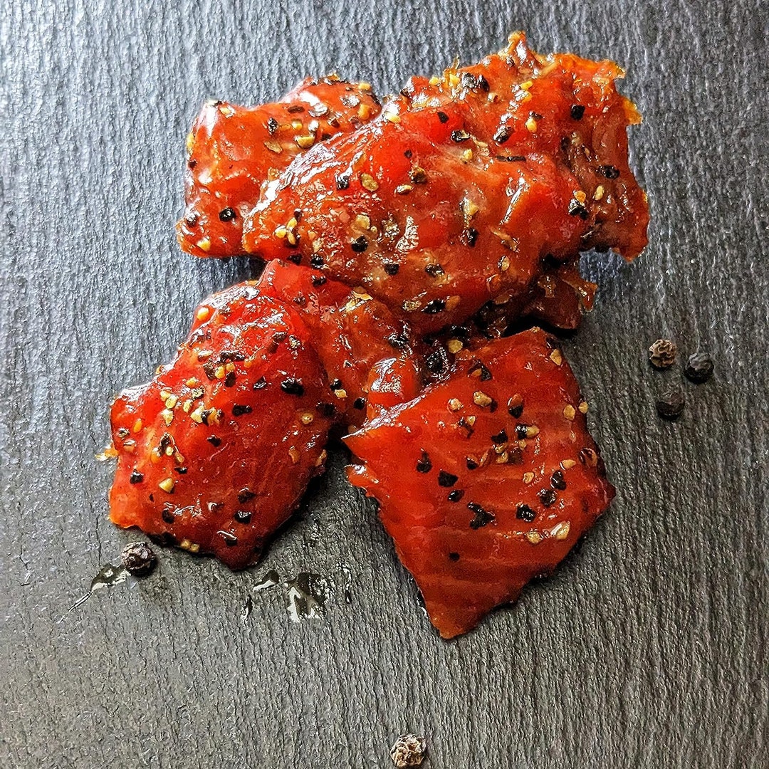 Wild Canadian Smoked Sockeye Salmon Nuggets With Fresh Peppercorns ...