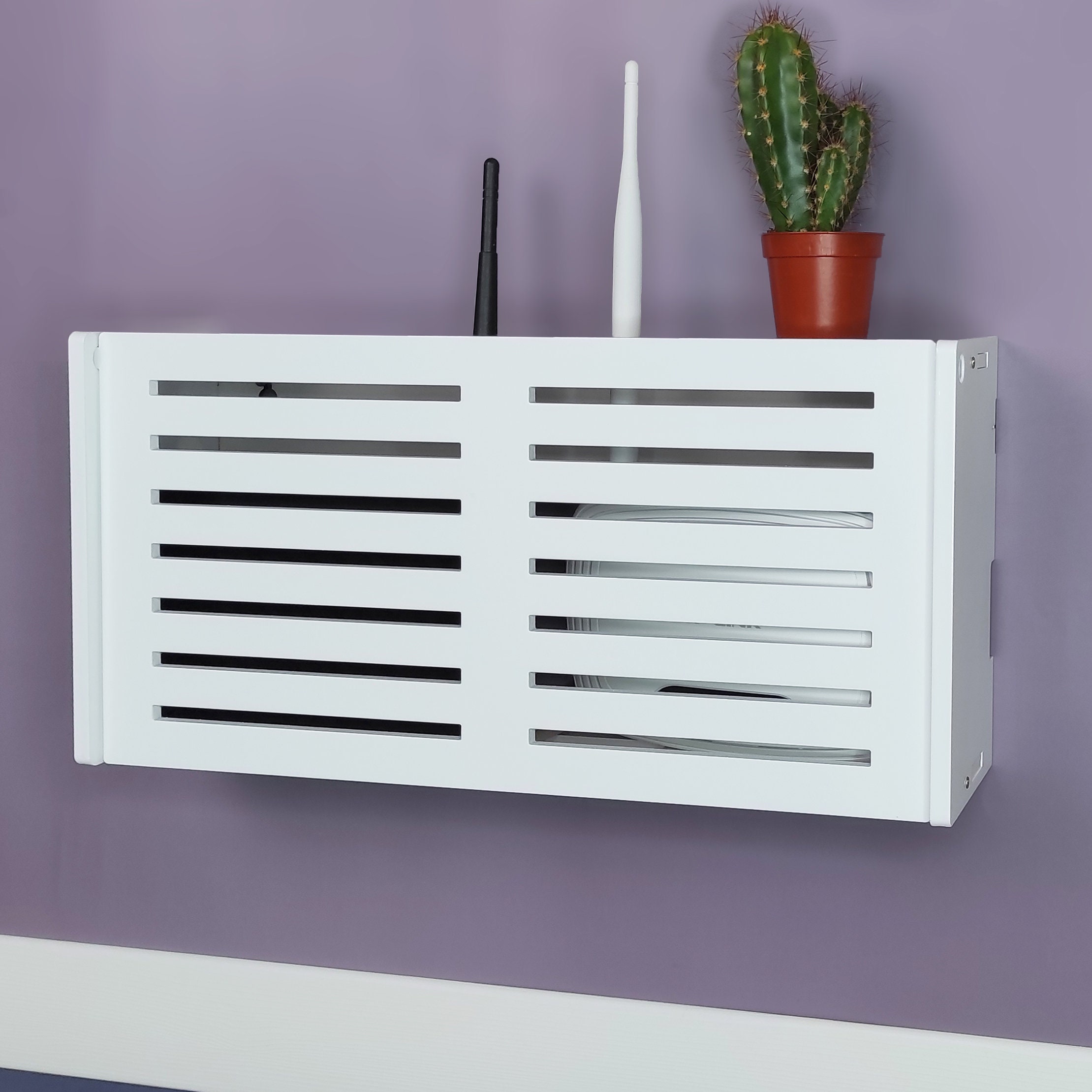 Wood Wireless Router Storage Box, Wall-mounted Decorative Shelter Box ...