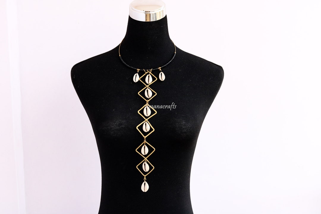 Cowrie Shell Necklace, Sea Shell Bib Necklace, Women Jewelry, African ...