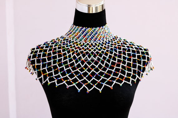 African Wedding Necklace Zulu Necklace Beaded Shawl - Etsy