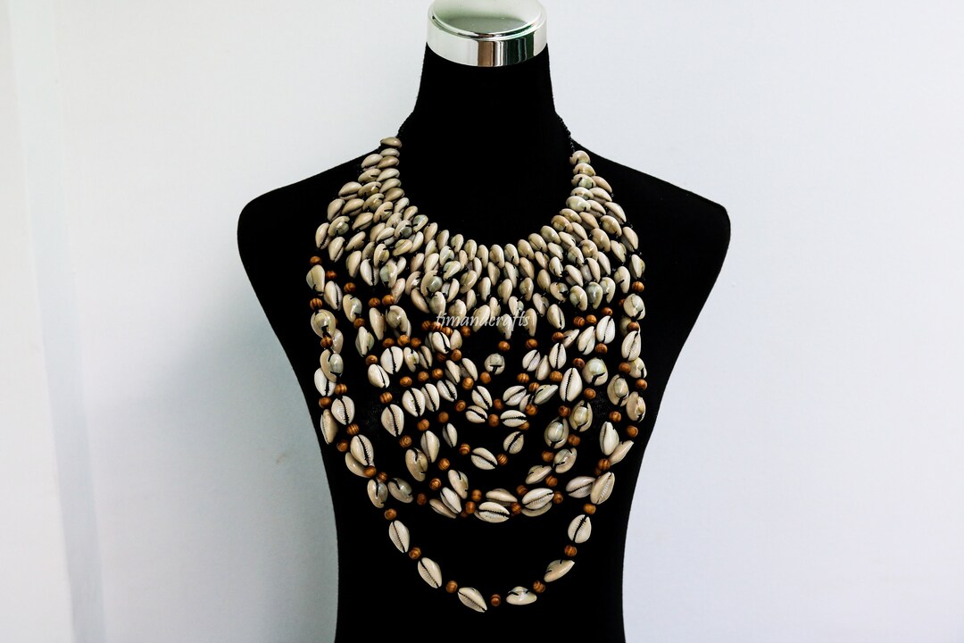 African Cowrie Shell Necklace, Beaded Shell Necklace, Women Jewelry ...
