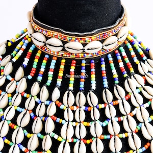 African Cowrie Shell Necklace, Beaded Shell Necklace, Women Jewelry ...