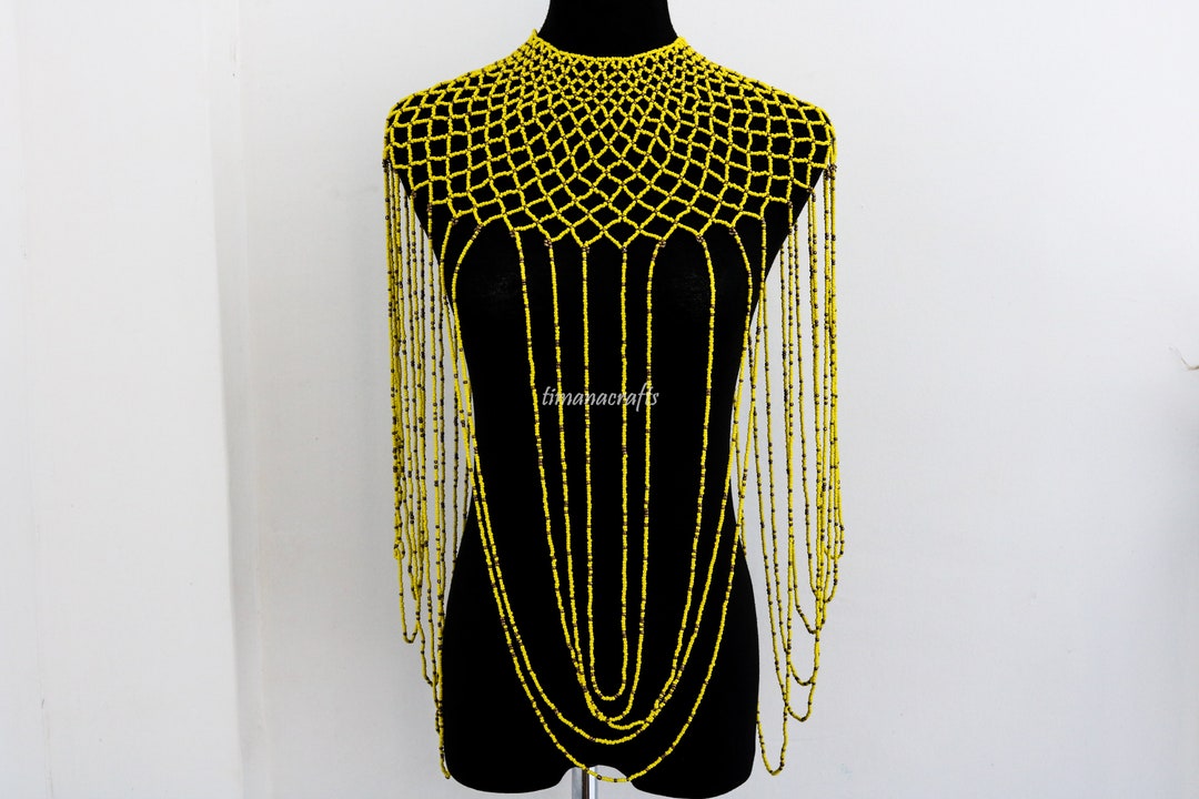 African Wedding Necklace, Zulu Necklace, Beaded Shawl Necklace, African ...