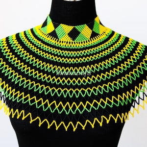 African Wedding Necklace, Zulu Necklace, Beaded Shawl Necklace, African ...