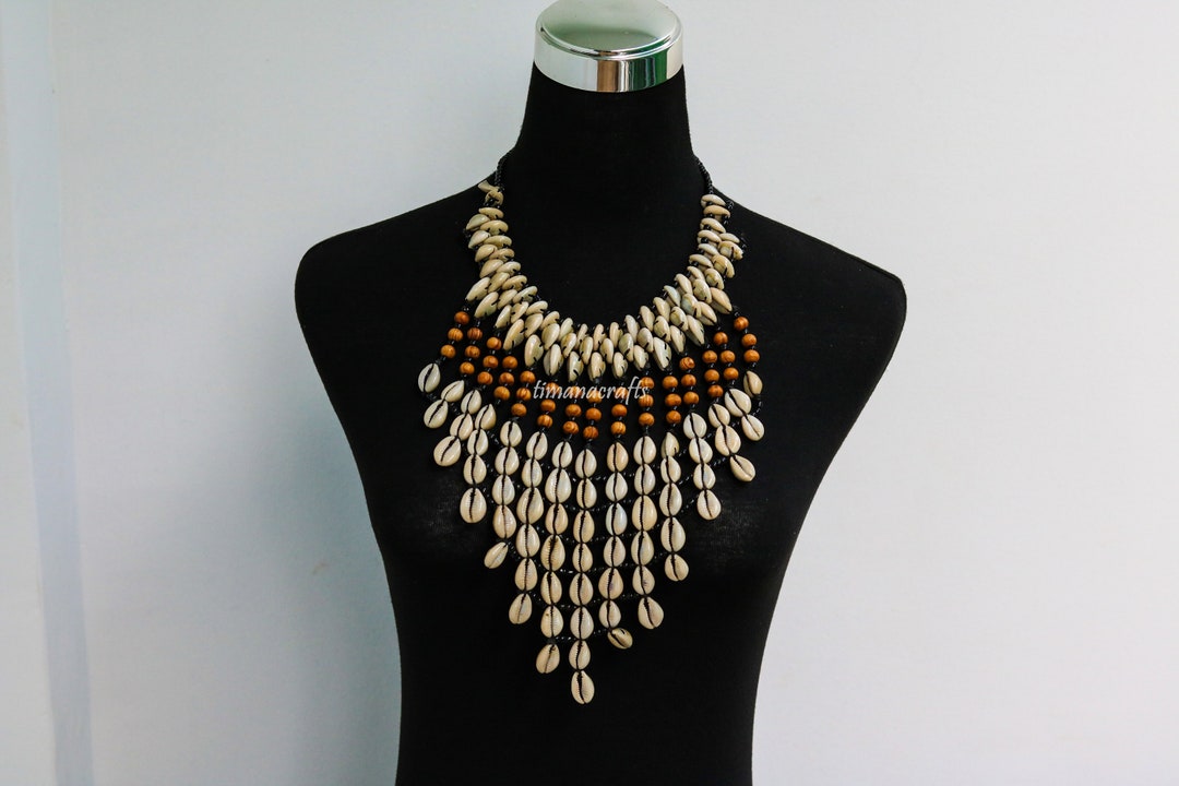 African Cowrie Shell Necklace, Beaded Shell Necklace, Women Jewelry ...