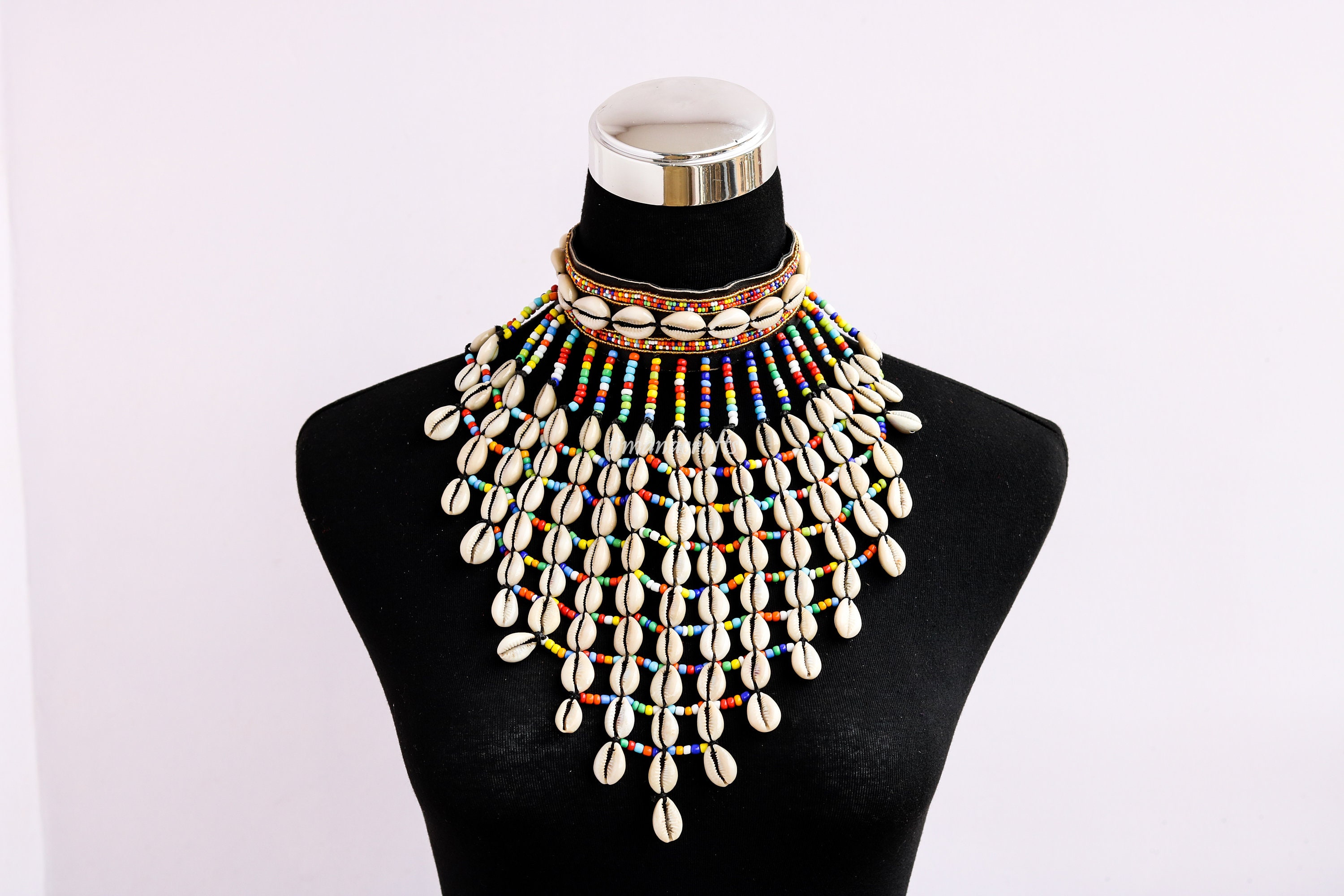 African Cowrie Shell Necklace Beaded Shell Necklace Women - Etsy