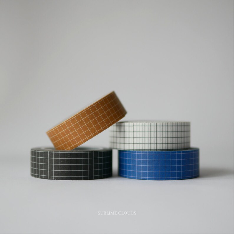 Grid Washi Tape SET of 4 Bullet Journal Starter Kit Black & - Etsy