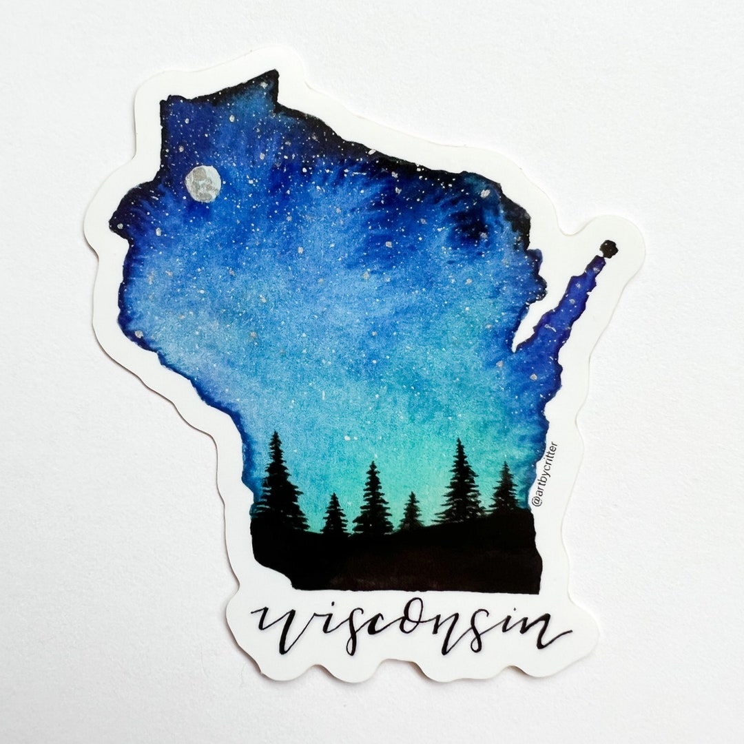 Wisconsin State Outline Decal Sticker in Blue - Etsy