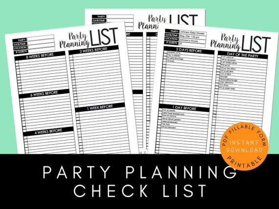 Party Planning Checklist to Do List Printable Check List - Etsy