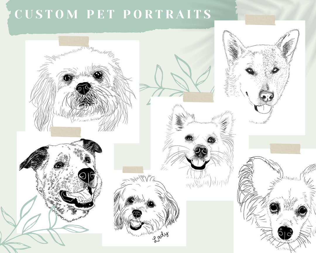 Custom Outline Pet Portrait Digital Download | Personalized Wall Art ...