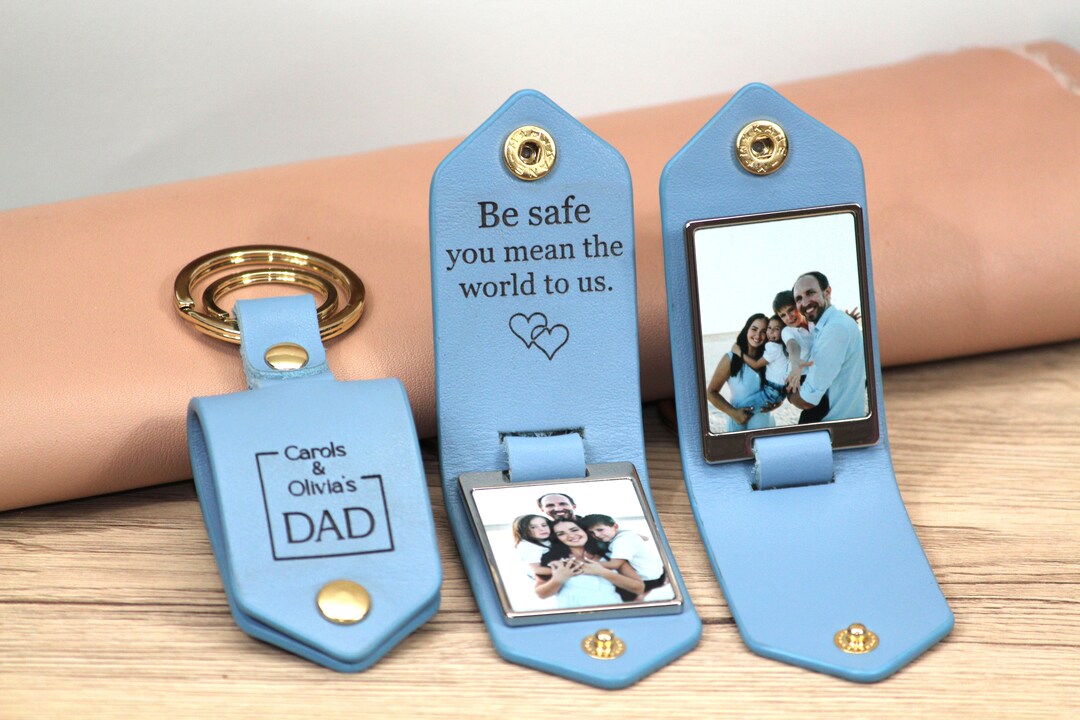 Personalized Leather Photo Keychain, Drive Safe, First Time Mom Dad ...