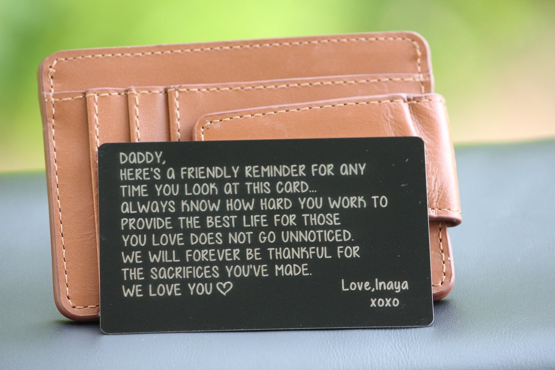 Personalized Handwritten Wallet Card, Fathers Day Card for Dad From Son ...