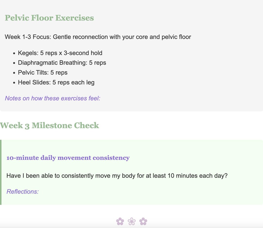 12 Week Postpartum Fitness Planner | C Section Natural Birth Recovery ...