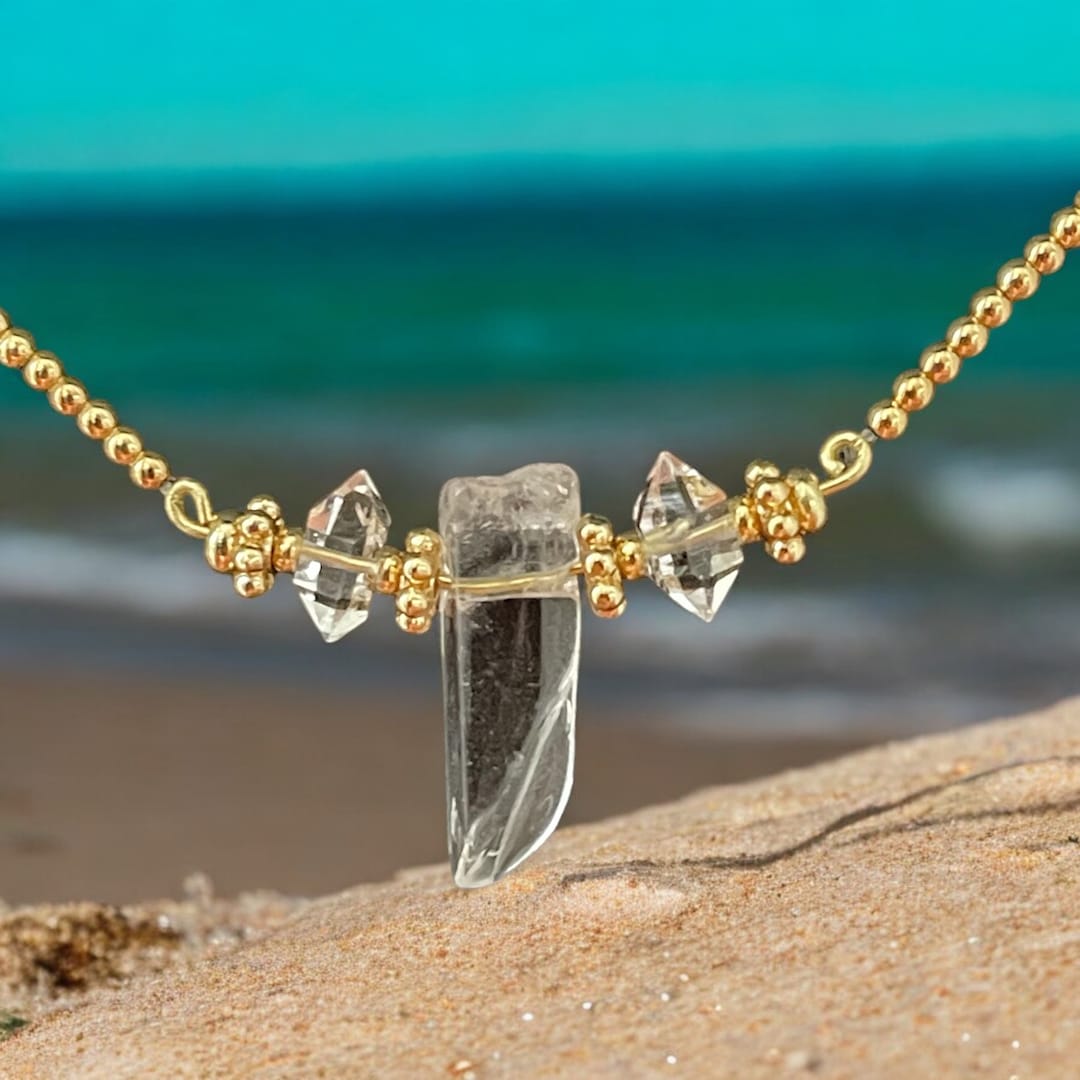 Crystal Quartz Necklace. Polished Quartz and Herkimer Diamonds. - Etsy