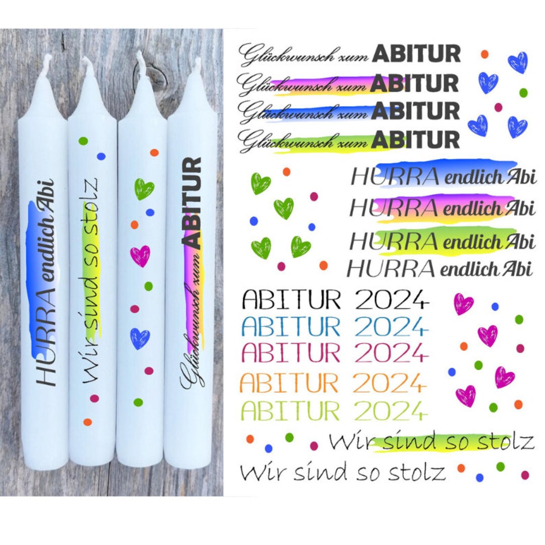 Tattoofolie Kerzen Keramik Abitur 042 Schule beendet Kerzenfolie ...