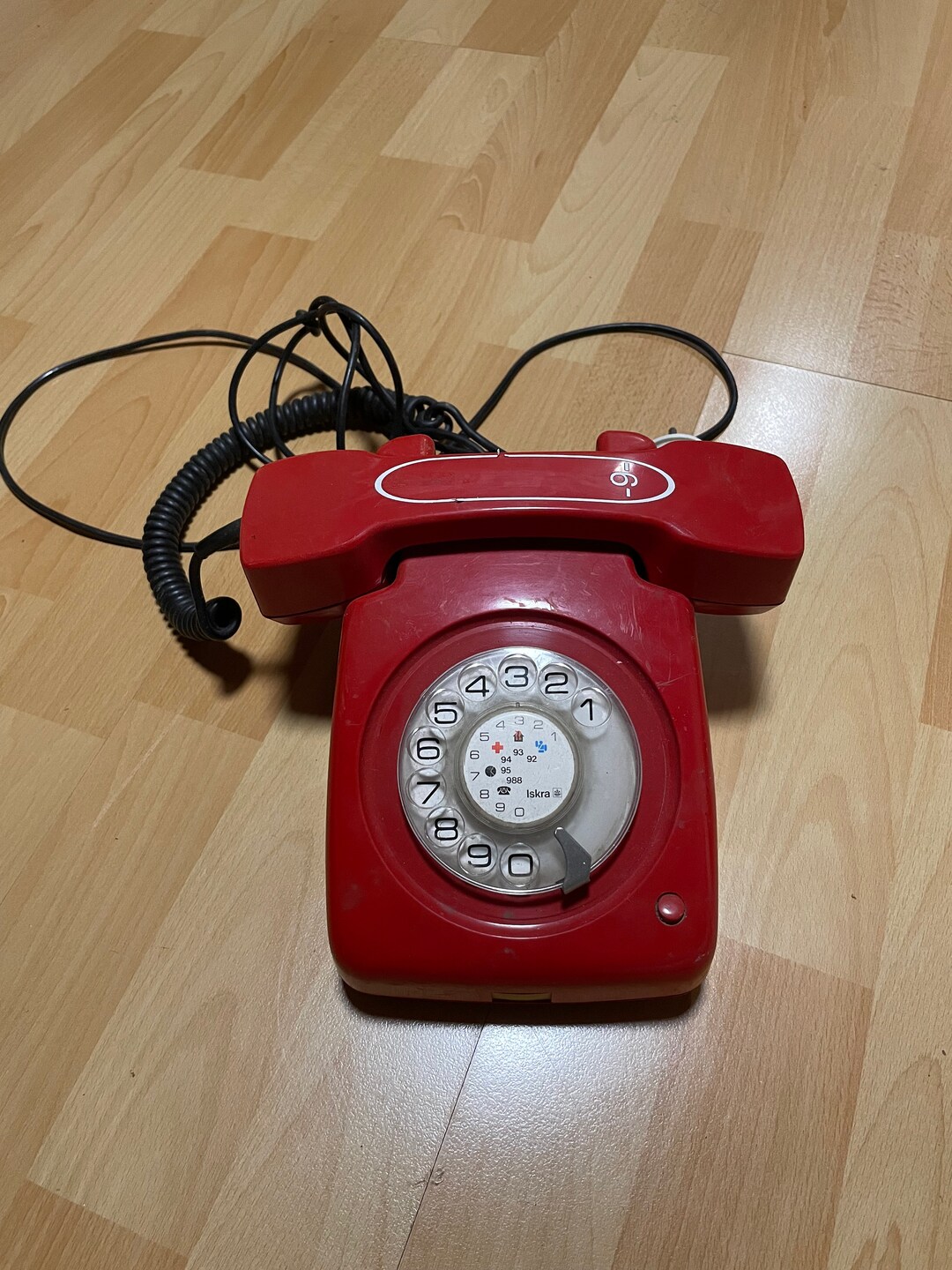 Retro Iskra Red Rotary Phone / Vintage Red Phone / 70s Home Decor ...