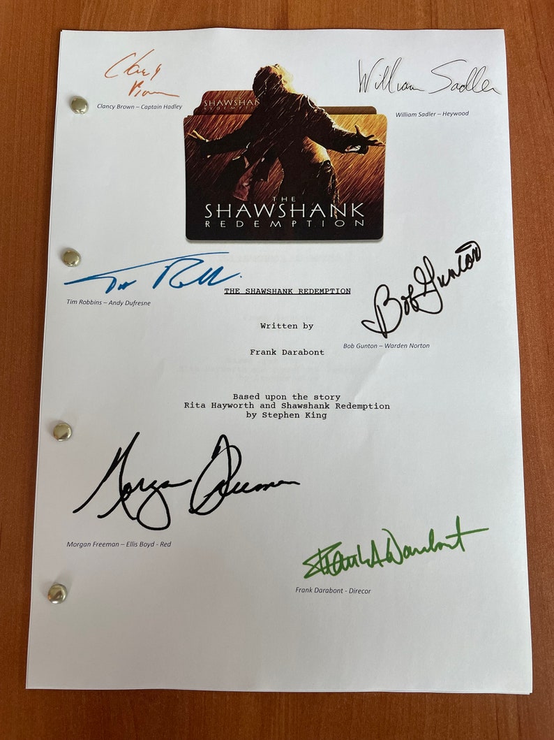 SHAWSHANK REDEMPTION Signed Movie Script, Movie Present, Birthday Gift ...