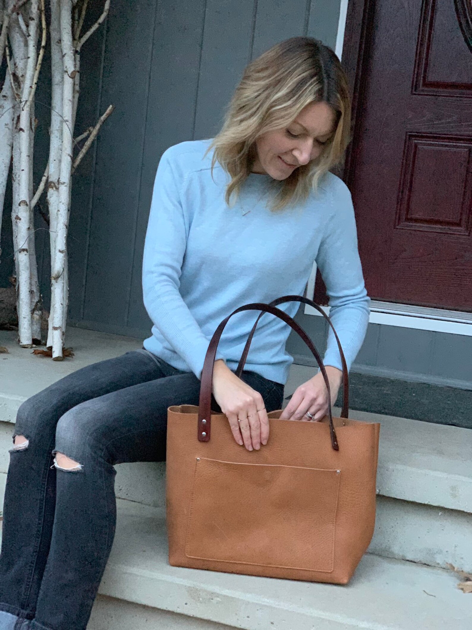 Lisakay Tote Bags Genuine Leather Size Medium and Large - Etsy