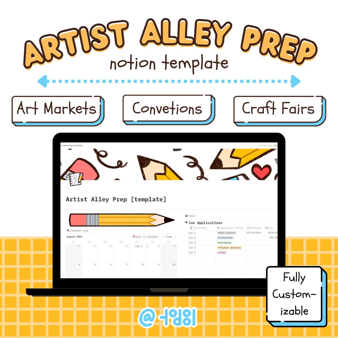Artist Alley Prep Notion Template - Etsy