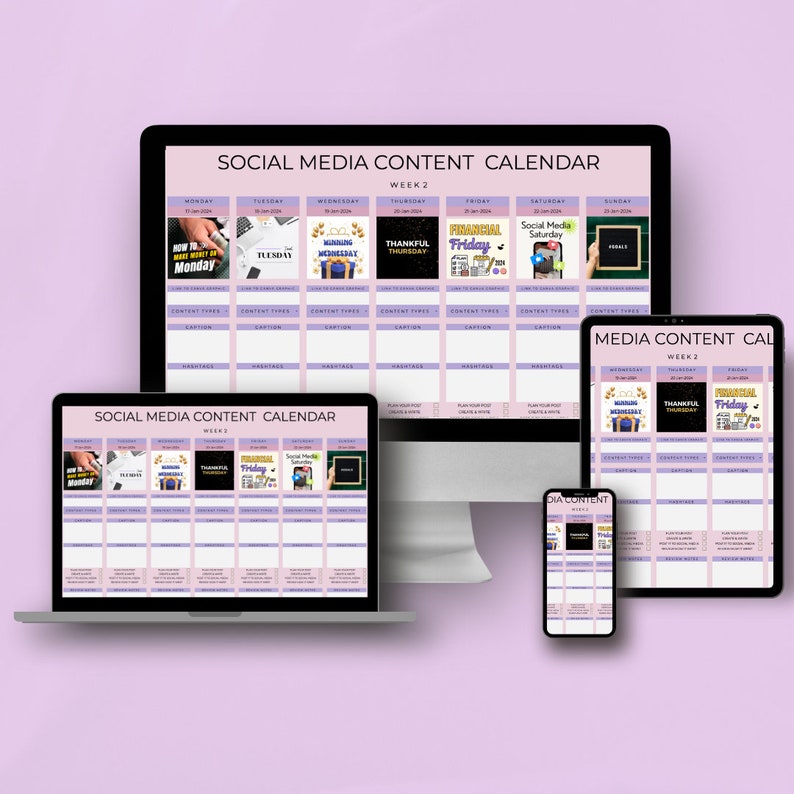 Social Media Content Calendar Content Creators| Digital Marketing ...