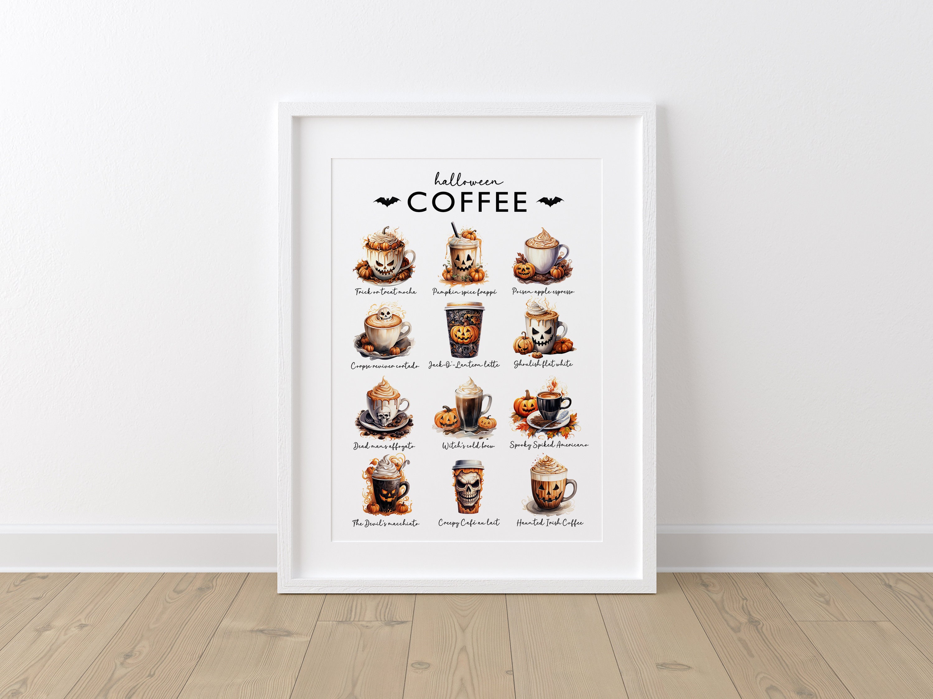Halloween Coffee Guide Print, Coffee Poster, Kitchen Wall Art ...