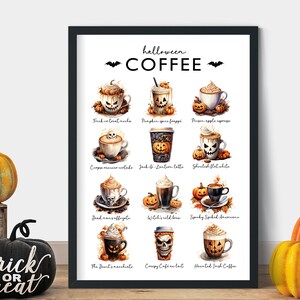 Halloween Coffee Guide Print, Coffee Poster, Kitchen Wall Art ...