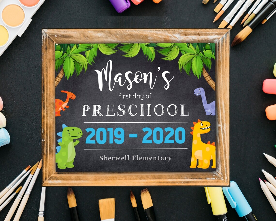 Editable Dinosaur First Day of School Sign School Sign ANY | Etsy