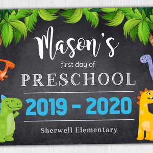 Editable Dinosaur First Day of School Sign, School Sign ANY GRADE, Boys ...