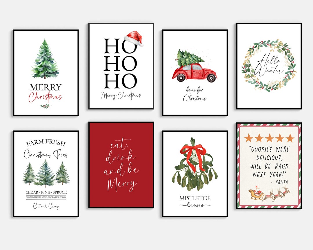 Set of 24 Christmas Prints. Classic Christmas Printable Wall Art. Cozy ...