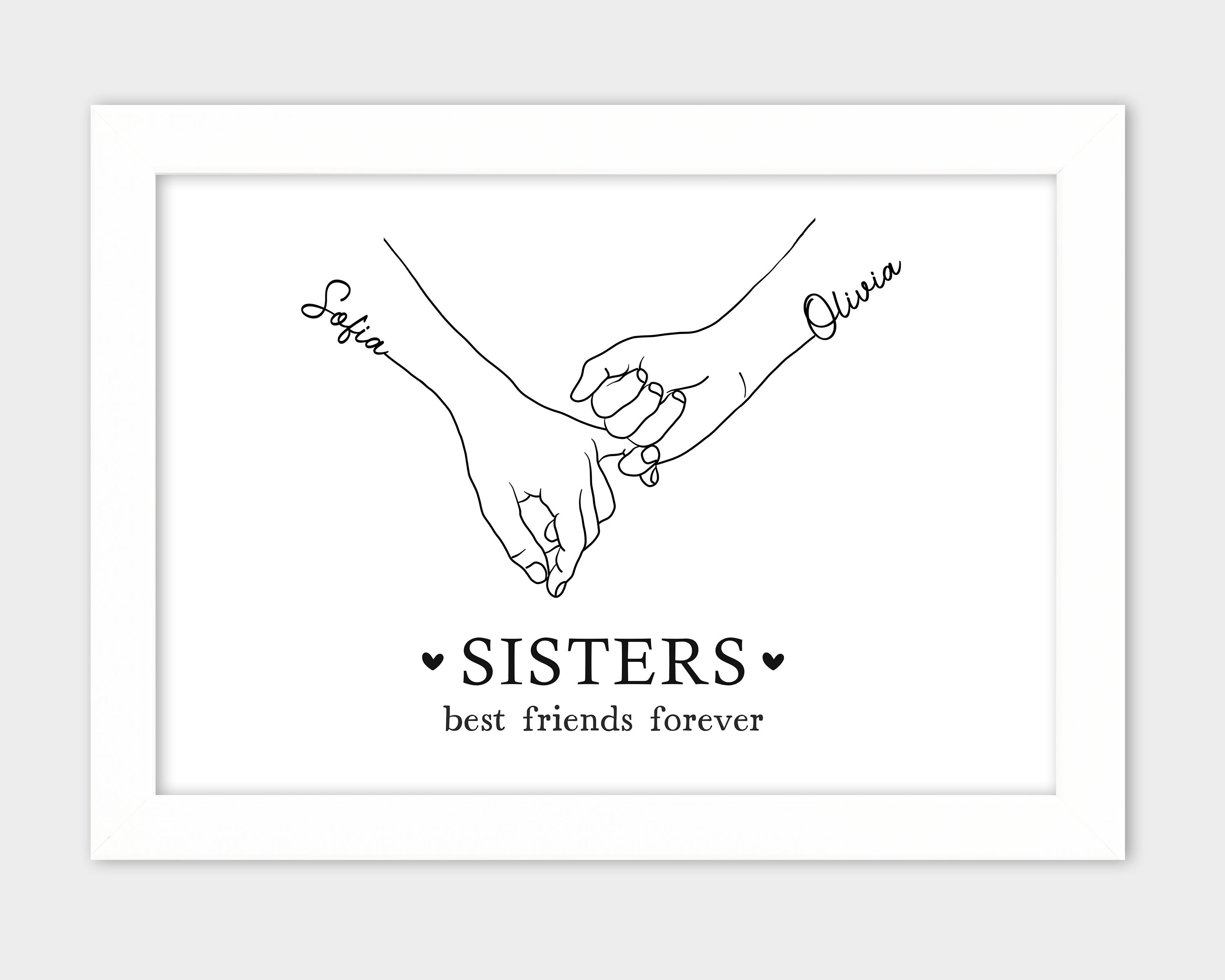 Personalised Sister Print, Line Drawing Sister Gift. Sister Birthday ...