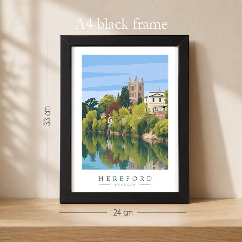 Hereford Travel Poster — Cathedral, River Wye, Modern Minimalist Print ...