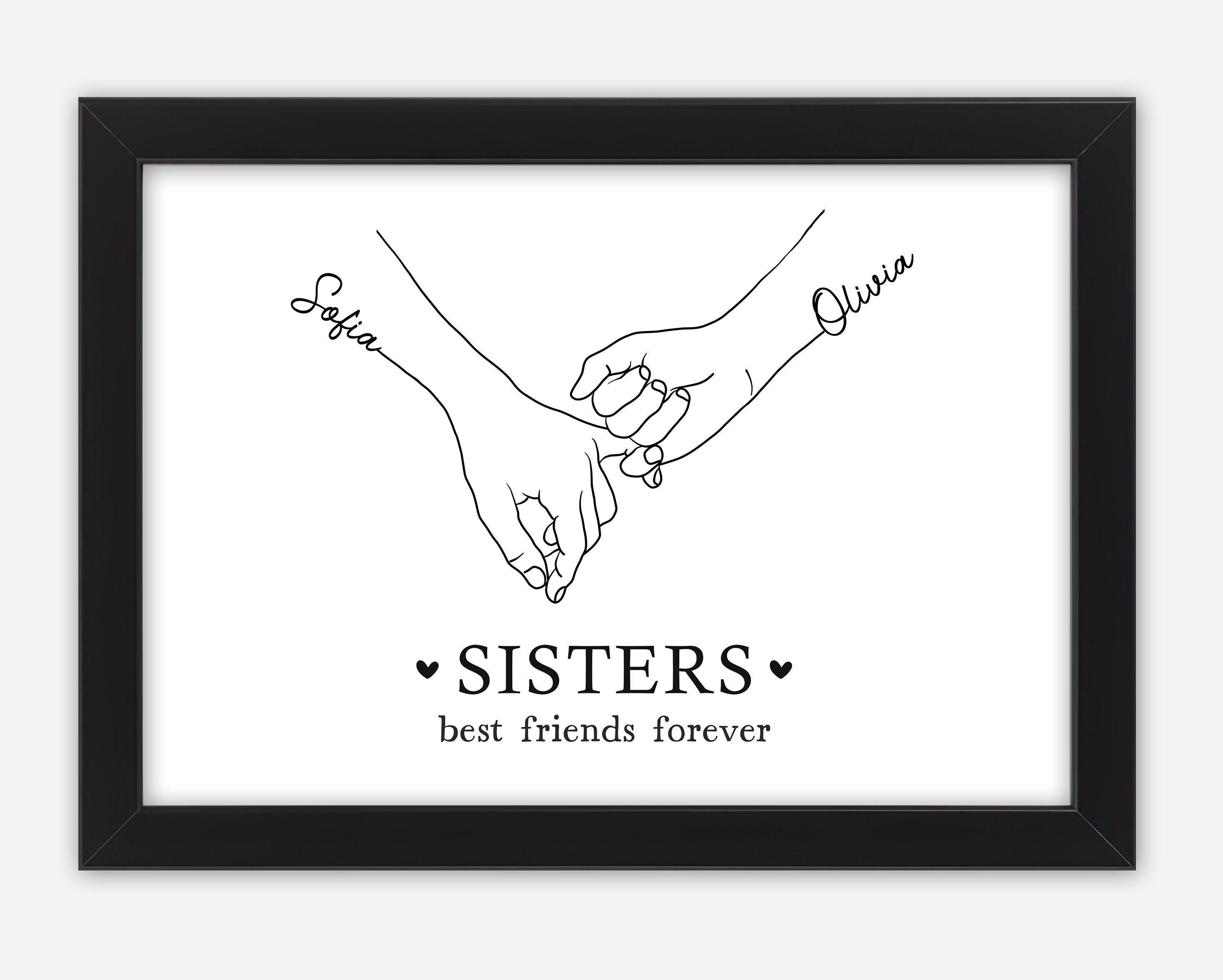 Personalised Sister Print, Line Drawing Sister Gift. Sister Birthday ...