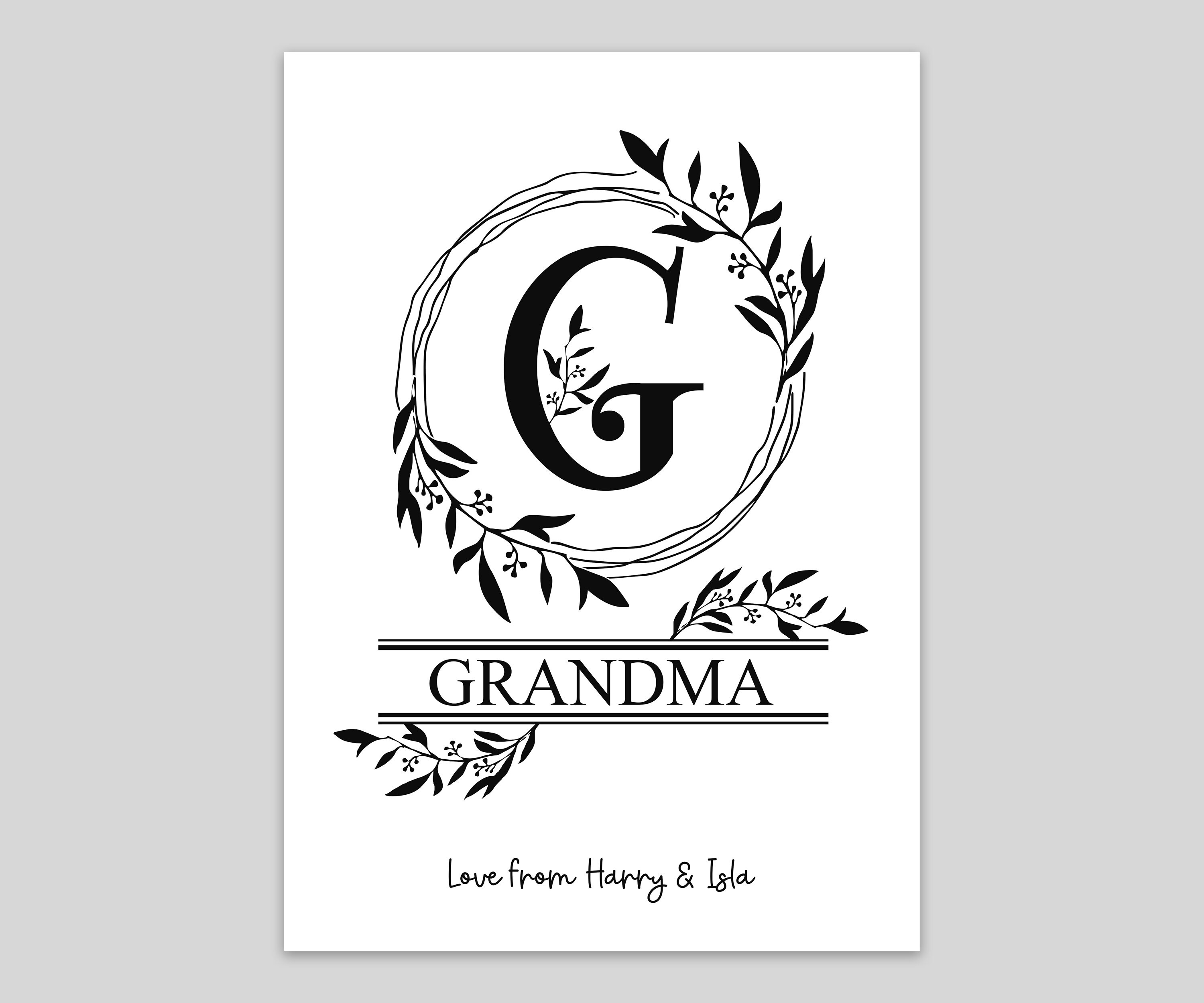 Personalised Grandma Gift Granny or Gran Print. Family Name | Etsy