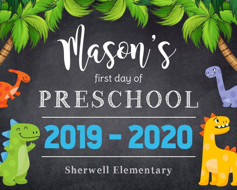 Editable Dinosaur First Day of School Sign School Sign ANY | Etsy