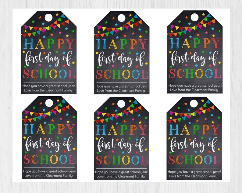 Editable Happy First Day Of School Tags Back To School Labels | Etsy